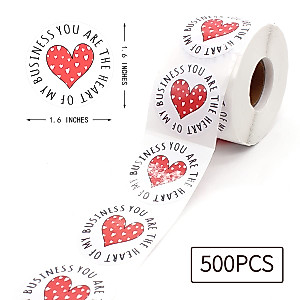 Littlefa 1.5” You are The Heart of My Business with Love Design Stickers,Bakeries Stickers,Handmade Stickers,Small Business Stickers, Envelopes Stickers, Gift Bags Packaging 500 PCS