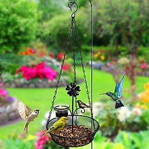 ALLADINBOX Hanging Bird Feeder Tray, Metal Mesh Platform Feeders for Birds Outside, Seed Tray for Bird Feeders, Outdoor Garden Decoration for Wild Backyard Attracting Birds