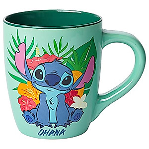 Silver Buffalo Lilo and Stitch Tropical Ohana Sitting Jumbo Curved Ceramic Mug, 25-Ounces