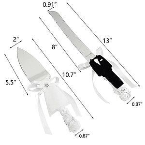 SWTOOL Wedding Cake Knife and Server Set - Bride & Groom Dress Design Stainless Steel Cake Cutter Set - Gifts for Wedding Anniversary Party Celebration