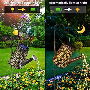 Solar Watering Can with Lights,Anjetan Outdoor Garden Decorations Hanging Solar Lantern Christmas Lights Outside Metal Waterproof Patio Décor for Yard Lawn Backyard Landscape Pathway Gardening Gifts
