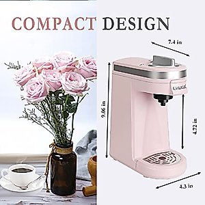 CHULUX Single Serve Coffee Maker,One Button Operation with Auto Shut-Off for Coffee and Tea with 5 to 12 Ounce,Pink