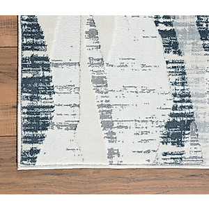 Abani Geometric Beige & Blue 4'x6' Area Rug, Aspen Collection - Contemporary Accent Rug Rugs