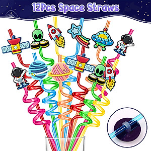 Mishopy 98 Outer Space Party Favors Galaxy Astronaut Birthday Supplies Straw Bubble Silicone Bracelet Keychain Sticker Boy Kid Girl Toy Gift Goodie Bags Stuffer Class Prize Space Themed Party Favors