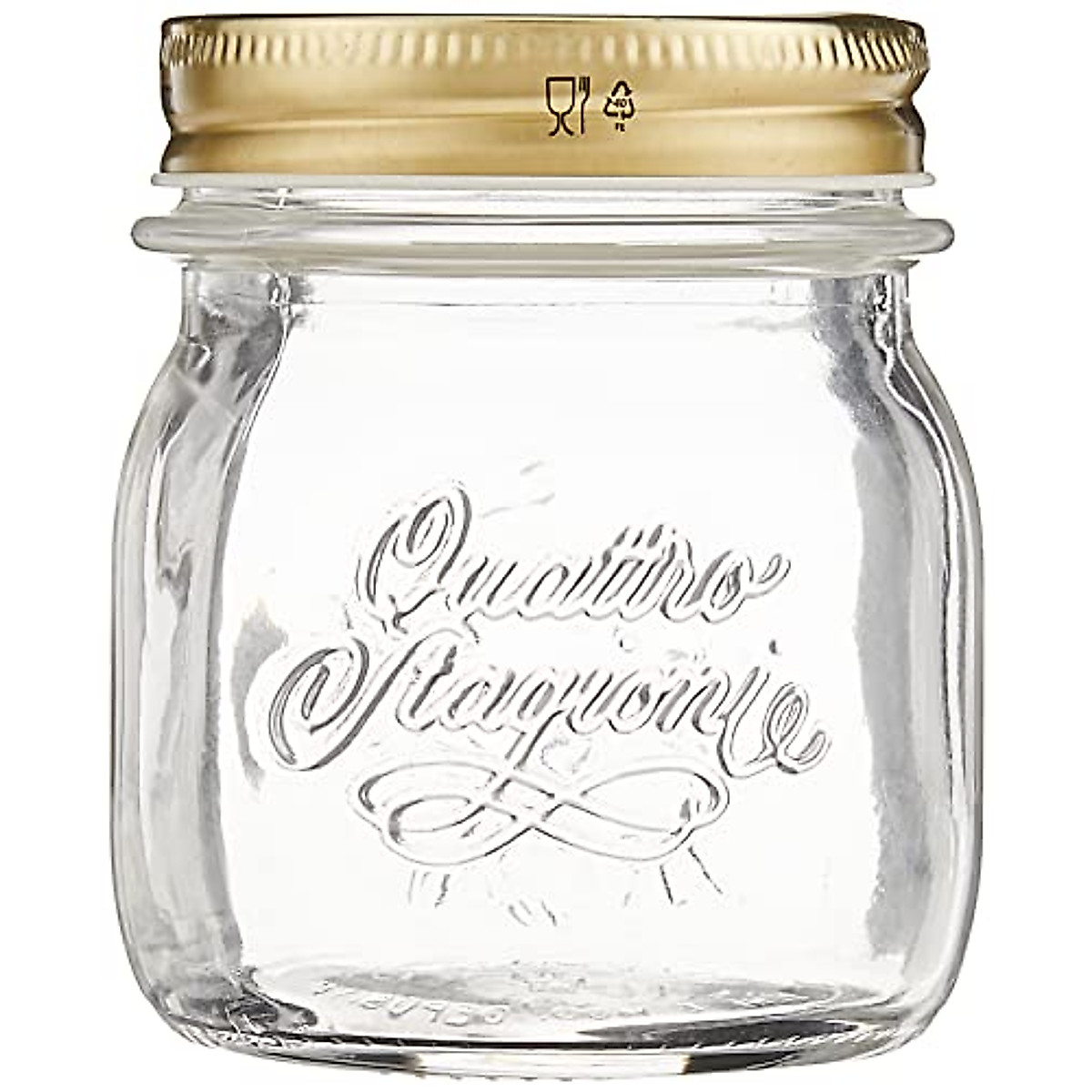 Bormioli Rocco Quattro Stagioni Clear Airtight Mason Jar, 8.5 Oz. Made from Food Safe Durable Glass, Made in Italy.