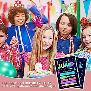 Trampoline Bounce House Birthday Party Invitation，Let'S Jump & Play Invitations With Envelopes(4" X 6"),Firework Background Teens Fill-In Birthday Party Personalized Invites For Boys & Girls-a09