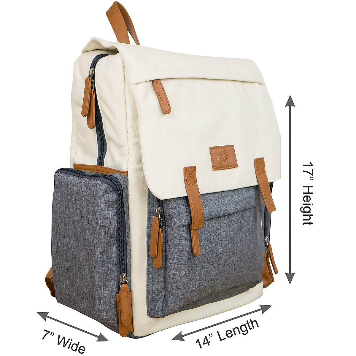 Cutie Carry Diaper Bag Backpack with Baby Pad Insulated Pocket Stroller Straps Wipe Dispenser Padded Shoulder Large Fashion Bags Dad or Mom Grey Cream