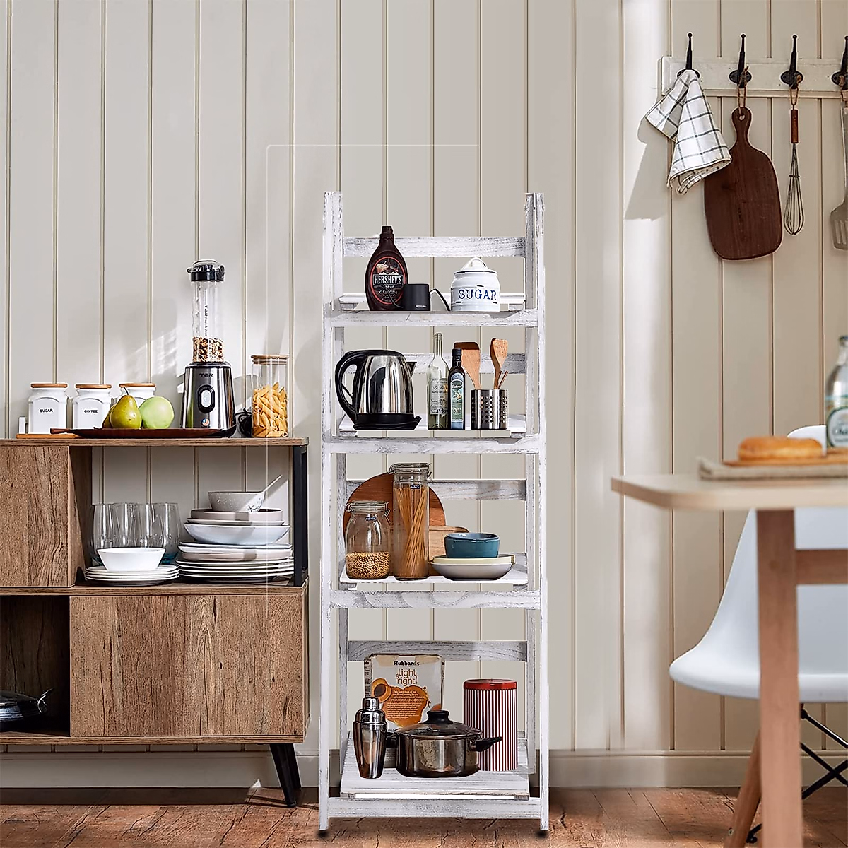 ECOMEX 4 Tier Foldable Bookshelf Storage Rack for Home Bedroom Office, Paint White