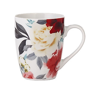 Safdie & Co. Rose Garden 16 Piece Dinnerware Set, Service for 4, Fiesta Dinnerware, plates and bowls sets, network essentials, Porcelain dinner plates, Multicolor, 16" L x 12" W x 15" H