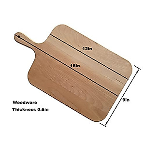 Wood Cutting Board With Handle,Large Wooden Chopping Board for Kitchen,Charcuterie Boards Meat Cheese Pastry Fruit Bread Board,Serving Board Butcher Block,tabla de picar cocina16X9''
