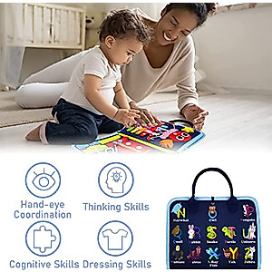 Gojmzo Busy Board Montessori Toys for 1 2 3 4 Year Old Boys & Girls Gifts, Sensory Toys for Toddlers 1-3, Autism Educational Travel Toys, Preschool Activities Learning Alphabet Count Fine Motor Skills