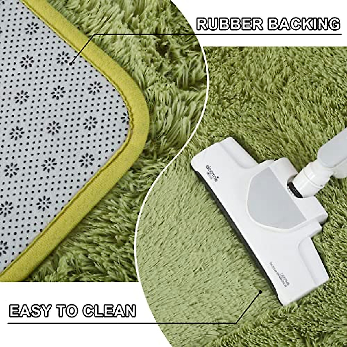 GERBIT Shag Area Rug 4x6 Feet Soft Indoor Rectangular Rugs Carpet Modern Luxury Plush Rugs for Living Room Home Decor Grass Green