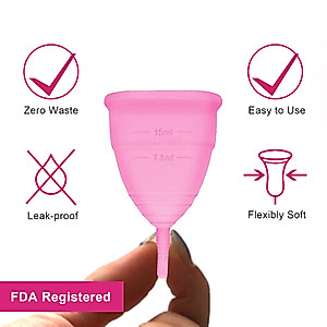 LEASEN Period Cup, Set of 2 Menstral Cups, Period Kit with Menstrual Cup Wash for Feminine Care, Premium Design with Soft, Flexible, Medical-Grade Silicone