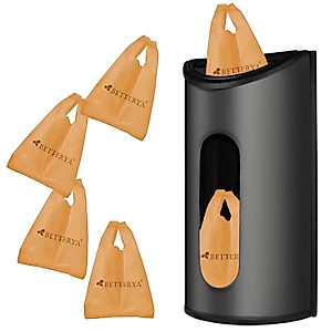 Upgraded Self-Adhesive Grocery Plastic Bag Holder, Betterya Bag Holder and Dispenser for Plastic Bags - Easy Wall Mount Bag Saver - Stainless Steel Matte Black