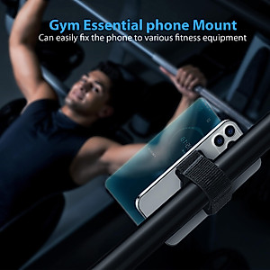 CoStySee Magnetic Phone Mount for Gym,Fitness Phone Holder with Velcro Strap for Treadmill/Stroller/Indoor Cycling Handlebar & More,Compatible with iPhone 15/14/13/12 Series
