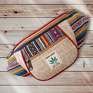 Fanny Pack Fringe/Phanny pack-Handmade Fanny packs with Pure Himalayan Hemp for Men and Women Festival Bag Belly Fanny Pack Bum Bag Boho Fanny Pack for Dog Walking - Hip Waist Bag Small Hippie