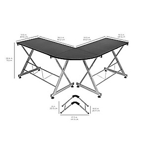 Best Choice Products Modular Wooden Sectional L-Shaped Workstation for Home, Office, Gaming, Study w/Wooden Tabletop, Metal Frame, Pull-Out Keyboard Tray, PC Tower Stand - Black