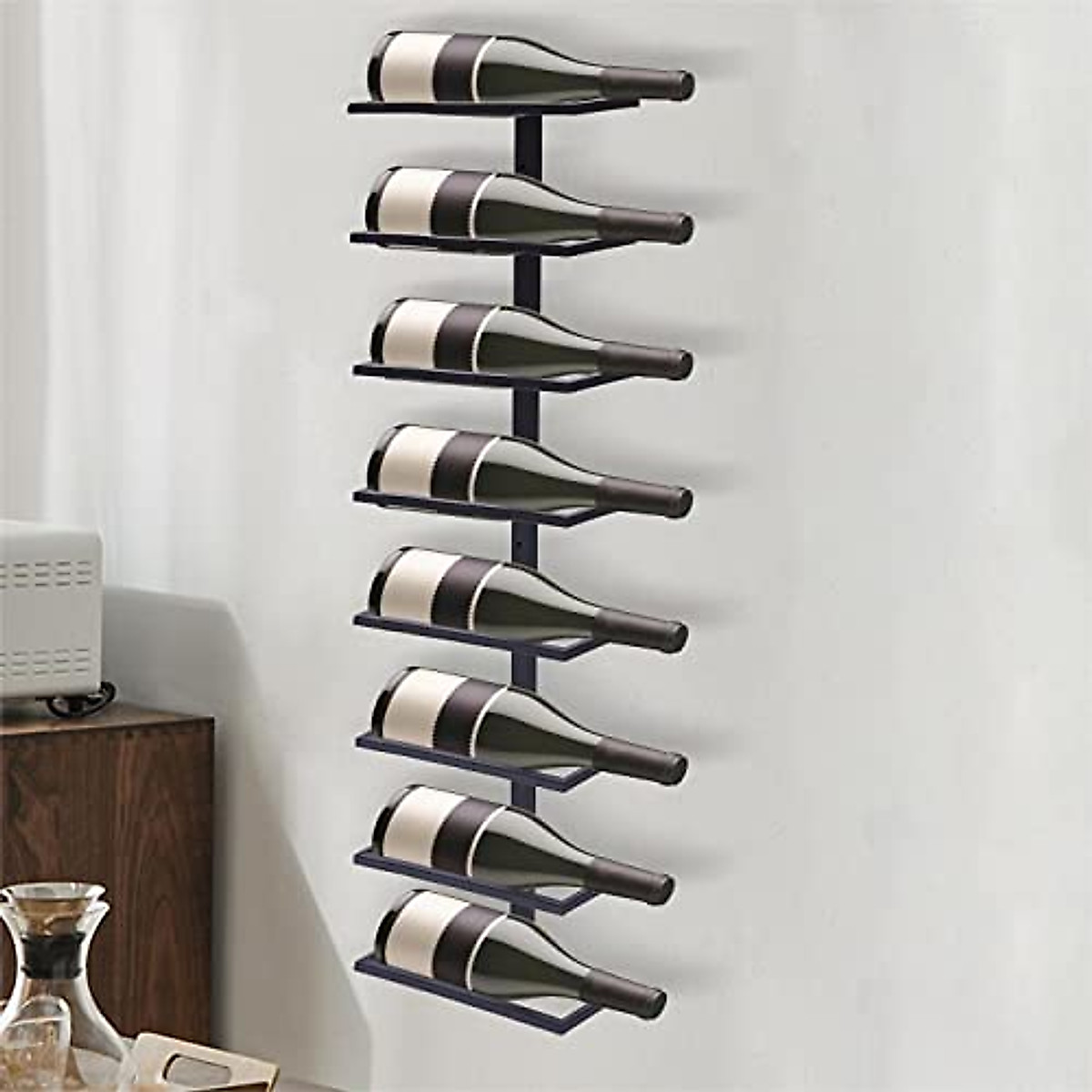 Gdrasuya10 Wall Mounted Wine Rack for 8 Bottles, Wall Wine Rack Wrought Iron Wine Storage Display Holder Rack Wine Bottle Hanging Holder Rack (Black)