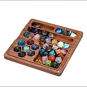 UDIXI 2 in 1 DND Dice Tray, Wooden Dice Box with Magnetic Lid & D&D Dice Holder Case, Dice Tray Combined into One for DND, D&D, RPG, Tabletop Games | Holds 6 Sets of Polyhedral Dice（Sapele Wood）
