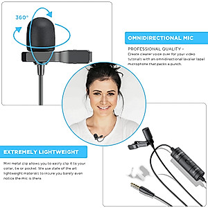 BOYA BY-M1S Professional Lavalier Lapel Microphone Omnidirectional Condenser Mic for iPhone Android Smartphone DSLR Camera, Camcorders, Audio Recorders, PC Laptop Recording