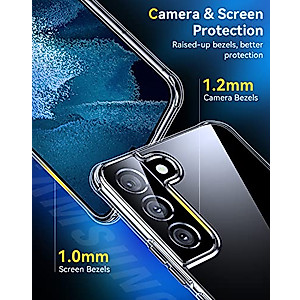 Humixx Samsung Galaxy S22 Crystal Clear Case, [20X Anti-Yellowing][Military Grade Shockproof] Soft Slim Fit Transparent Protective TPU Silicone Bumper Airbag Case Cover for Samsung S22 5G,Clear