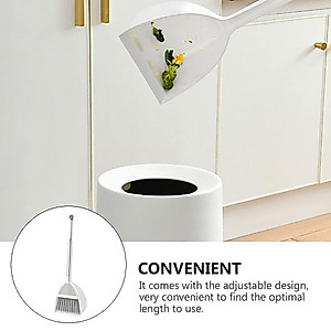 Cabilock Broom and Dustpan Set: Long Handle Stand Up Dustpans with Broom Set Household Sweeping Shovel Tools Home Cleaning Supplies for Broom Lobby Garage Home Yard White