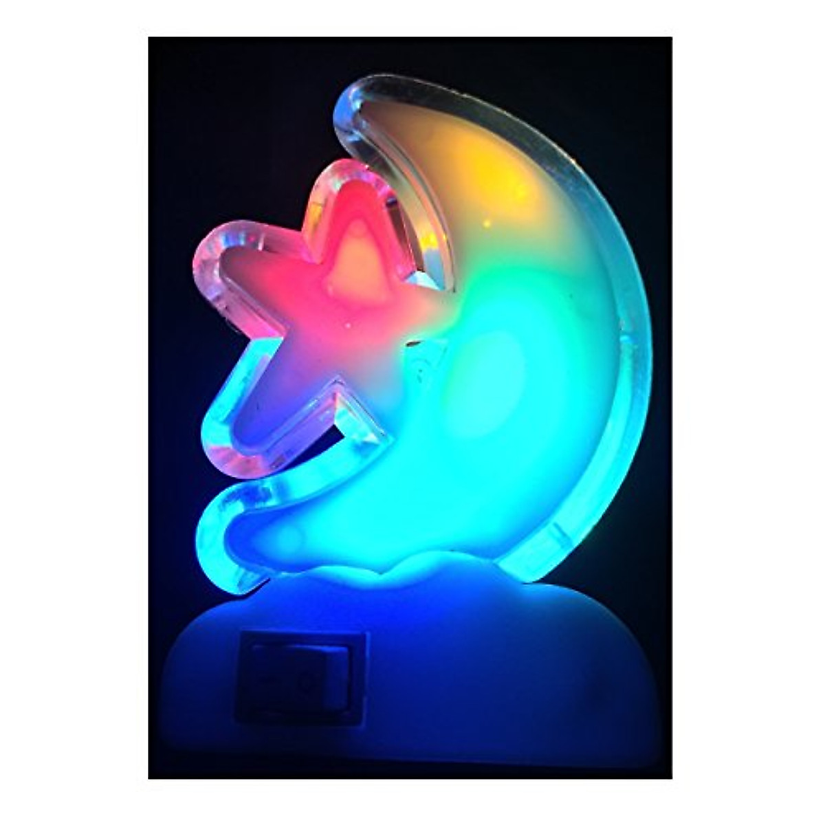Trisonic LED Plug-in with On/Off Switch Night Light for Kids Nursery Decor for Home Bedroom Decoration Gift Moon & Star