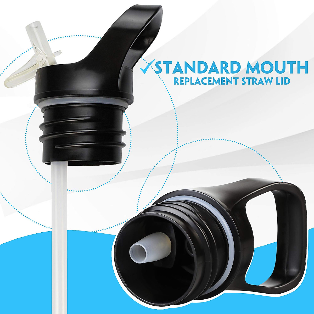 5 Pack Reusable Straws for Hydro Flask Standard/Wide Lid, 9.5 in Plastic Straws Reusable for Cold/Hot Drinks, Food Grade Straws Replacement for Hydro Flask with Brushes, White