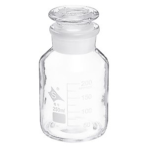 PATIKIL 250mL Reagent Media Bottle, 1Pcs Round Graduated Glass Storage Bottle with Clear Cap for Chemistry Lab Universities Home, Clear