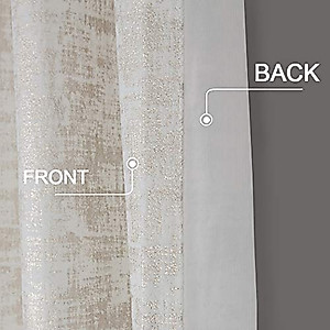 always4u White Soft Velvet Curtains 108 Inch Length Long Luxury Bedroom Curtains Gold Foil Print Window Curtains for Living Room Set of 2