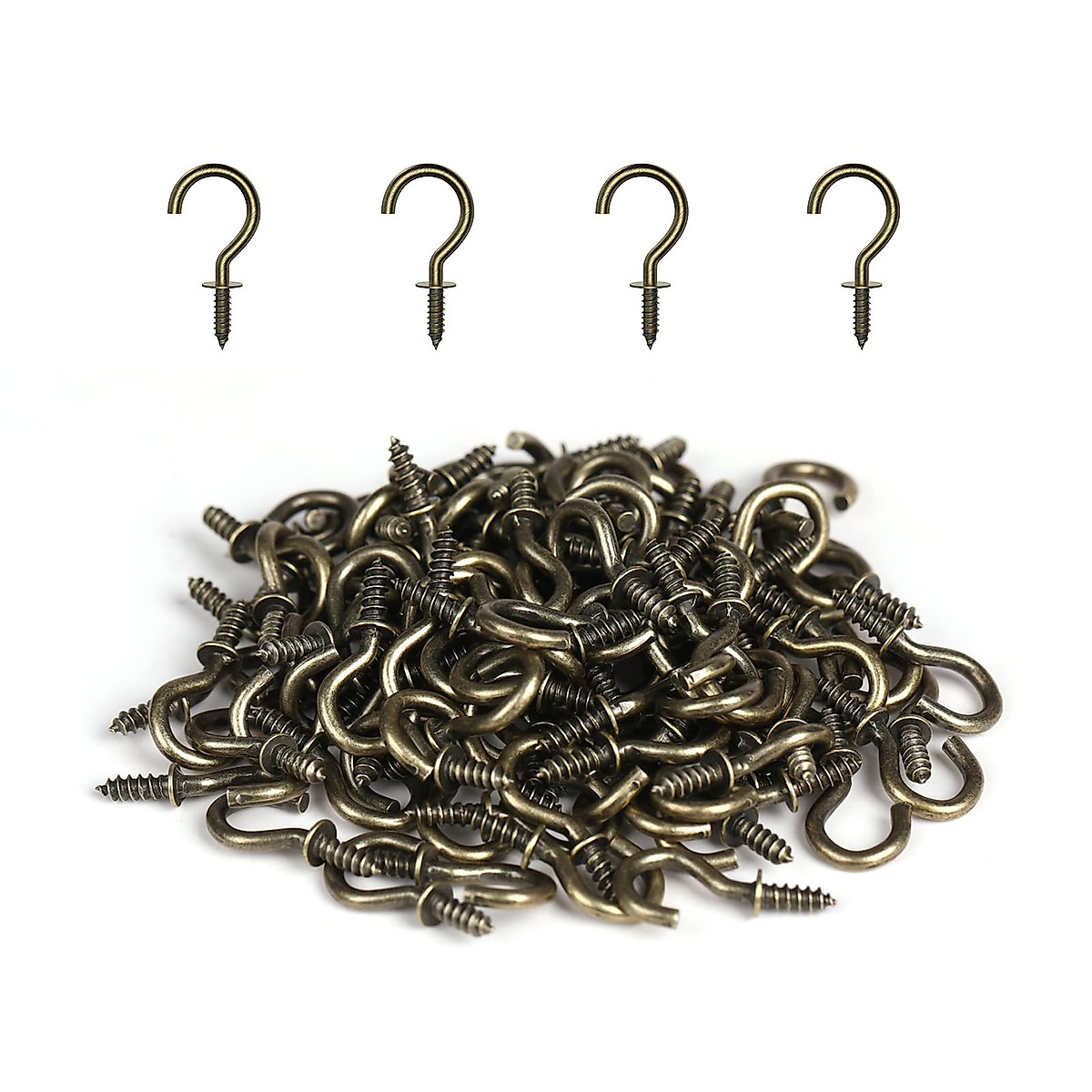 RELBRO Small Screw Hooks, 1/2 Inch Mini Metal Twist in Hook, 100 Pcs, Bronze