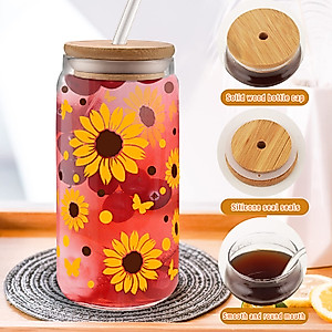 Vakuny Sunflower Gifts for Women - Inspirational Gifts for Women - Sister Gifts from Sisters - Birthday Gift for Mom, Friend, Wife, Coworker - 16 Oz Sunflower Beer Can Glass…