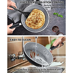 Cook N Home Pots and Pans Nonstick Kitchen Cookware Sets include Saucepan Frying Pan Stockpots 8-Piece, Heavy Gauge, Stay Cool Handle, Marble