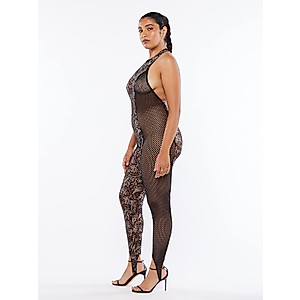 Savage X Fenty, Women's, Cold-Hearted Snake High-Neck Lace Catsuit, Venomous Vixen Snake Lace, 2X