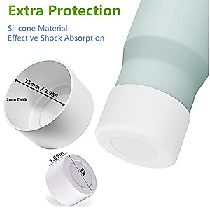 XSHNUO 2 Pcs Silicone Boot for Stanley Quencher Adventure 40oz with Handle & Stanley IceFlow 20oz 30oz, Anti-Slip Water Bottle Bottom Sleeve Cover Stanley Cup Accessories (White-purple)