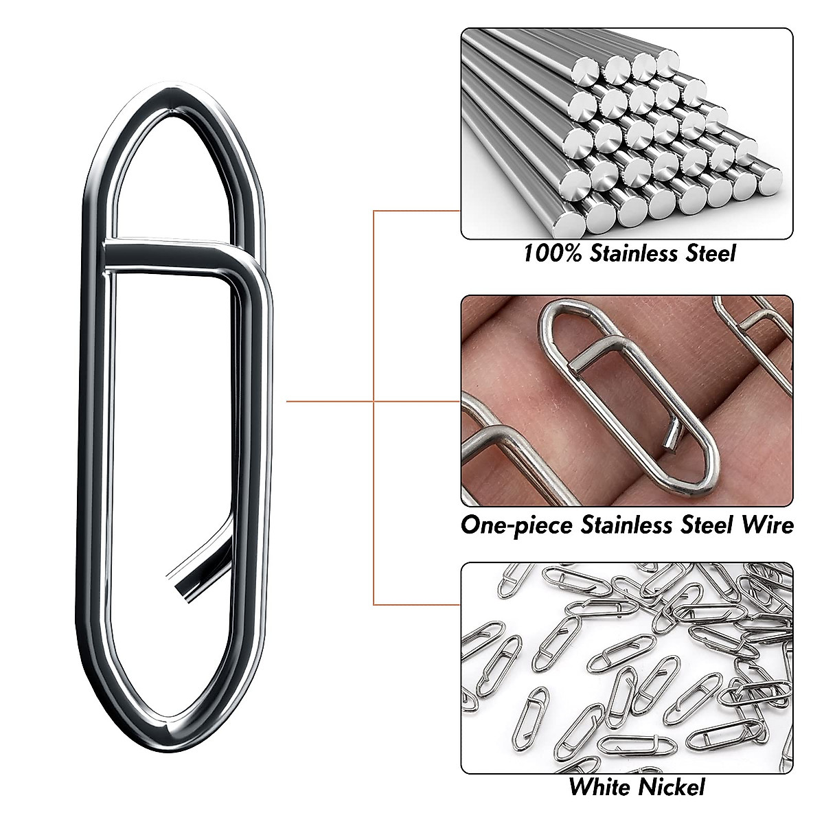 Dr.Fish Fishing Power Clips Stainless Steel Speed Clip Quick Change Fast Link Fishing Snap Connector Freshwater Saltwater Quick Snap Crankbait Tackle Mircro Clips 25LB