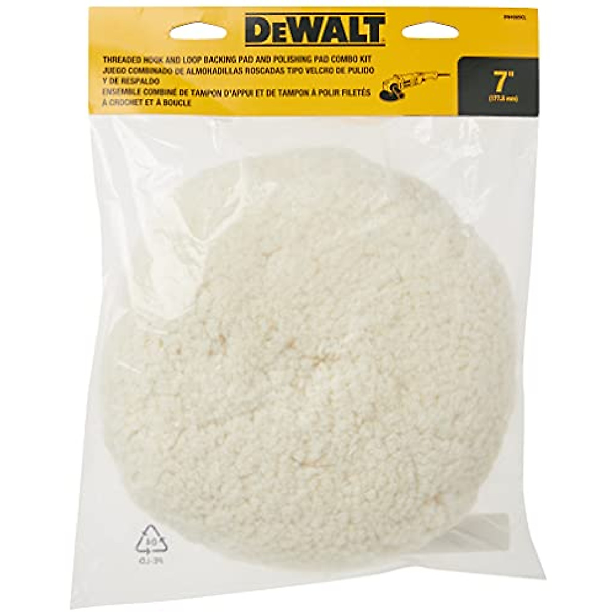 DEWALT Wool Buffing Pad and Backing Pad Kit, 7-Inch (DW4985CL)