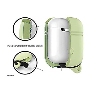 Catalyst Waterproof AirPods 1 & 2 Case with Premium Carabiner, Compatible Wireless Charging, One-Piece Design, Protective Cover Soft Skin, High Drop Protection, Silicone Sealing - Glow in Dark