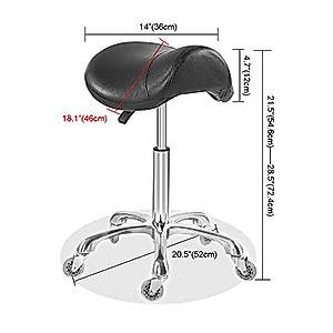 Saddle Stool Chair for Massage Clinic Spa Salon Cutting, Saddle Rolling Stool with Wheels Adjustable Height (Black)
