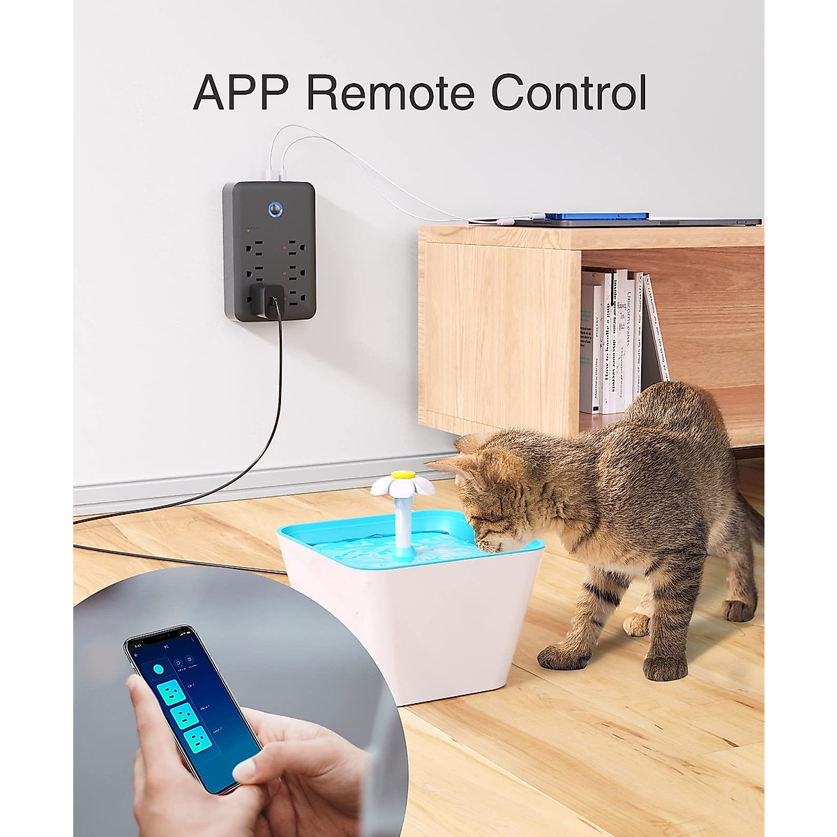 GHome Smart Plug Outlet Extender, USB Wall Charger with 3 Individual Smart Outlets and 3 Smart USB Ports, Works with Alexa Google Home, Surge Protector Plug Extender for APP Control,15A/1800W