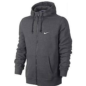 Nike Men's Club Swoosh Full Zip Fleece Hoodie (Small, Charcoal)
