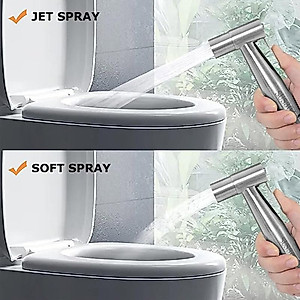 FES Handheld Bidet Sprayer for Toilet, Stainless Steel Material Adjustable Pressure Control Bidet Faucet Diaper Sprayer Set with Hose Attachment Easy Install for Kitchen and Toilet Cleaning (2PCS)