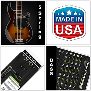 5 String Bass Guitar Fretboard Note Map Decals/Stickers