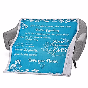 Best Nana Ever Blanket Gift for Nana - Wonderful Blankets for Granny with Thick Double Layered Fleece and Sherpa Blanket Fabric | Wholesome I Love You Nana Gifts from grandchildren Teal 50x60