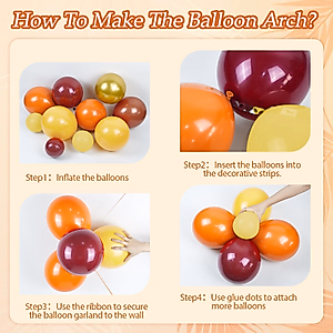 141pcs Thanksgiving Balloon Arch Fall Balloon Arch Kit with Burgundy Burnt Orange Balloons Different Sizes for Harvest Baby Shower Friendsgiving Fall Birthday Party Turkey Decorations