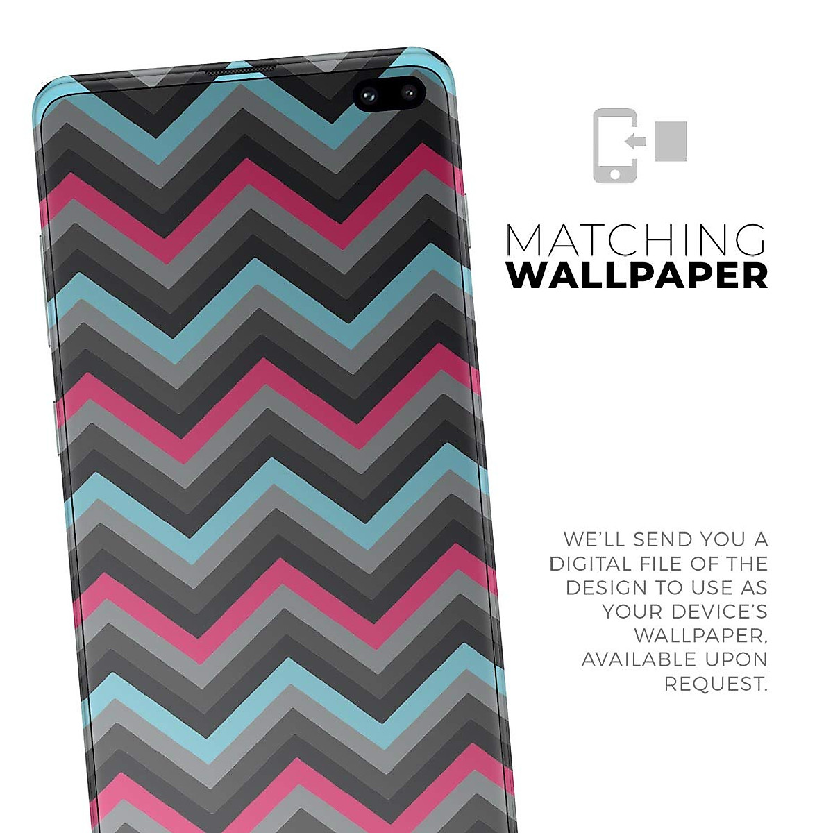 DesignSkinz Sharp Pink & Teal Chevron Pattern Protective Vinyl Decal Wrap Skin Cover Compatible with The Samsung Galaxy S20 (Screen Trim & Back Glass Skin)