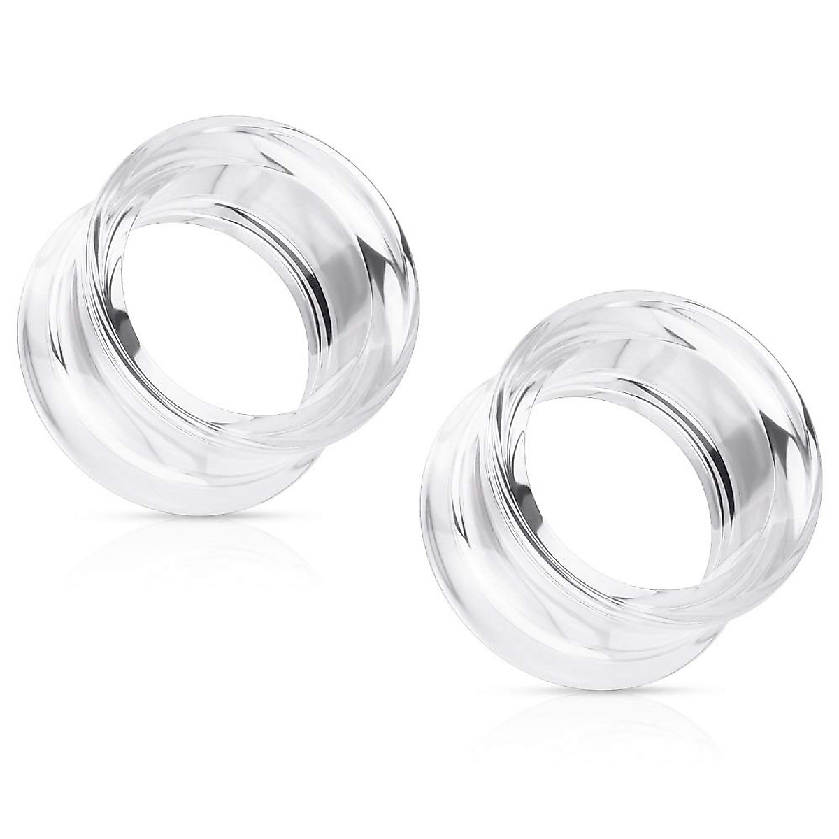 Pierced Owl Hollow Acrylic Double Flared Saddle Tunnel Plug Gauges, Sold As Pair (Clear, 10mm (00GA))