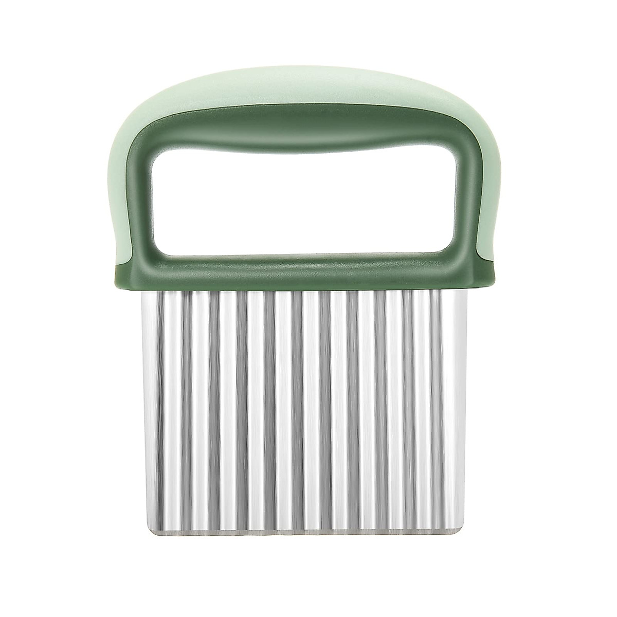 COLGRE Vegetable Chopper - Stainless Steel Blade Crinkle Cutter/Wavy Knife Veggies French Fry Slicer and Plastic Dough/Cake Scraper,2 piece (Green)