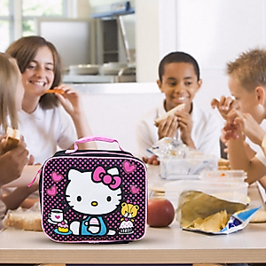 Fast Forward Hello Kitty Lunch Box Reusable and Insulated Lunch Bag for Kids, Girls, Boys, Unisex, Toddlers