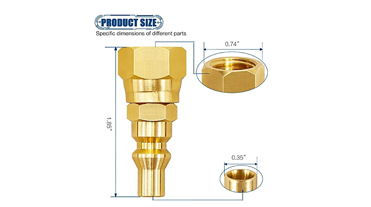 Xastro 1/4'' RV Propane Quick Connect Adapter Fittings LP Quick Connect ...
